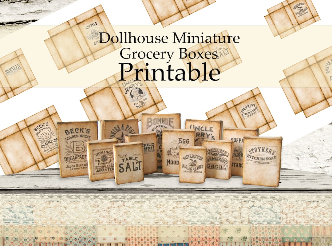 Dollhouse Miniature Grocery Boxes PRINTABLE Mini Kitchen General Store ...