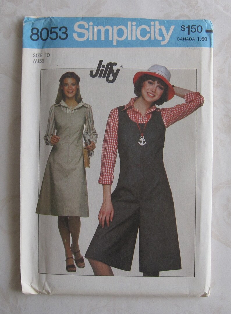 Vintage Sewing Pattern UNCUT Simplicity 8053 Size 10 Culotte Jumper - Etsy