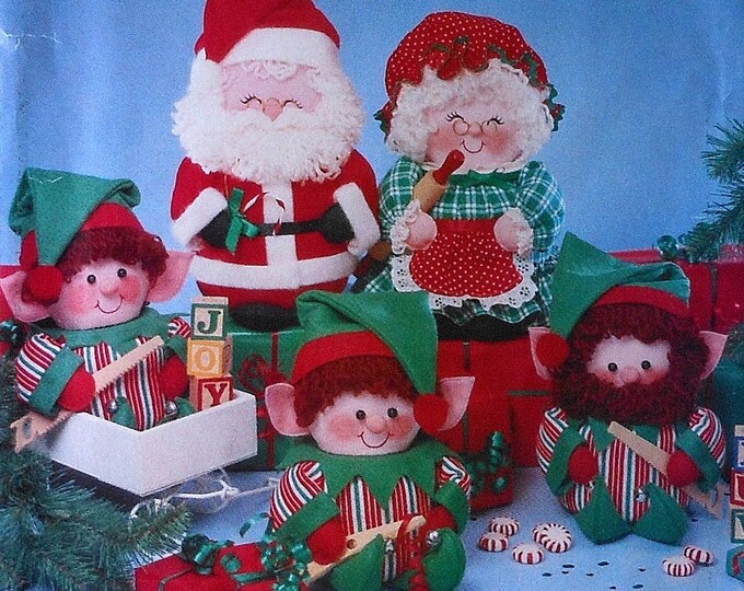 Santa Mrs Claus Elves Decor Sewing Pattern UNCUT Butterick 5599 ...