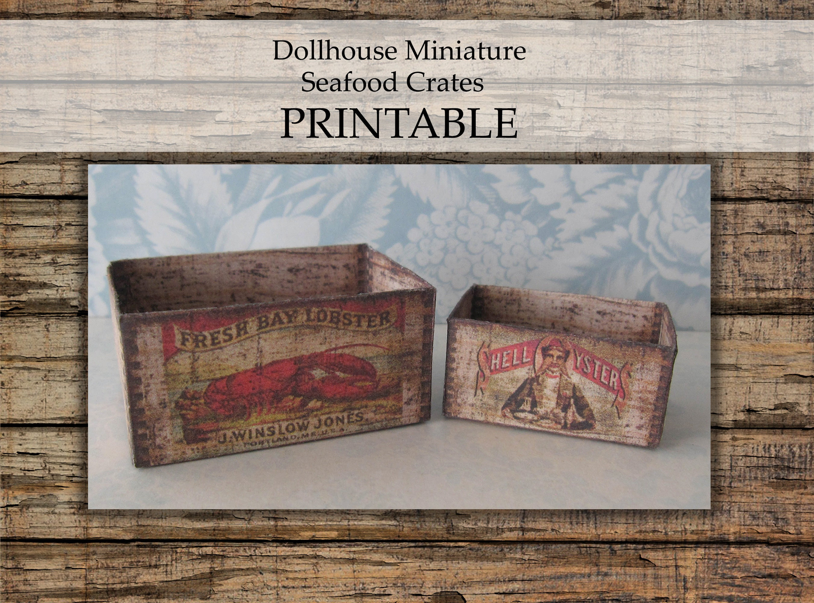 Dollhouse Miniature Crates PRINTABLE Seafood Beach Cottage Cabin ...