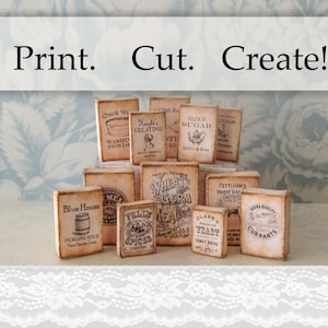 Dollhouse Miniature PRINTABLE Grocery Boxes Set #2 Mini Cottage Rustic ...