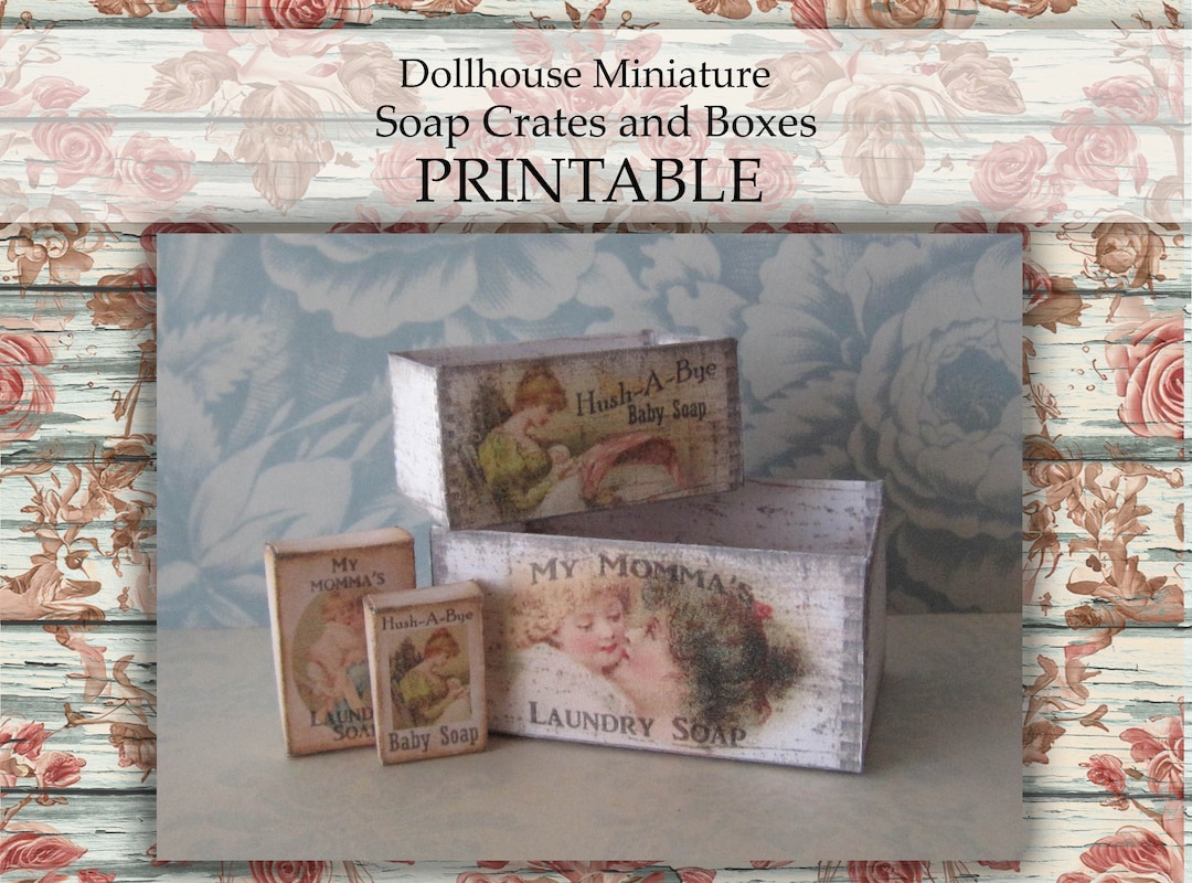 Dollhouse Miniature PRINTABLE Crates Cottage Farmhouse Laundry Bathroom ...