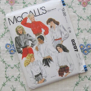 Vintage 80s Blouse Sewing Pattern UNCUT Mccalls 8297 Size 10 Long Puff ...