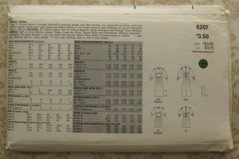 80s Vintage Sewing Pattern UNCUT Butterick 6207 Womens Size 10 - Etsy