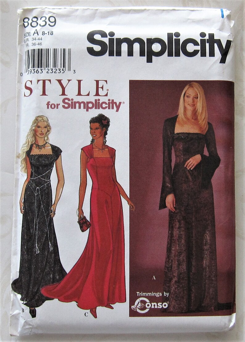 Gown Sewing Pattern UNCUT Simplicity 8839 Sizes 8-18 | Etsy