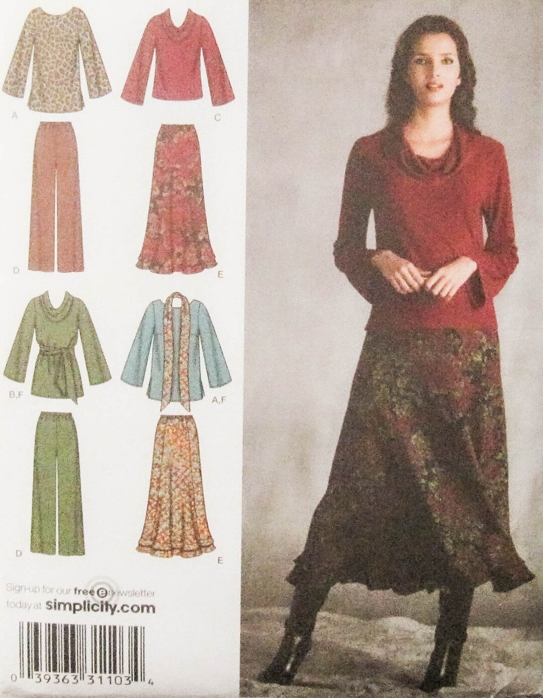 Simplicity Sewing Pattern UNCUT 3568 10-18 Top Skirt Pants - Etsy