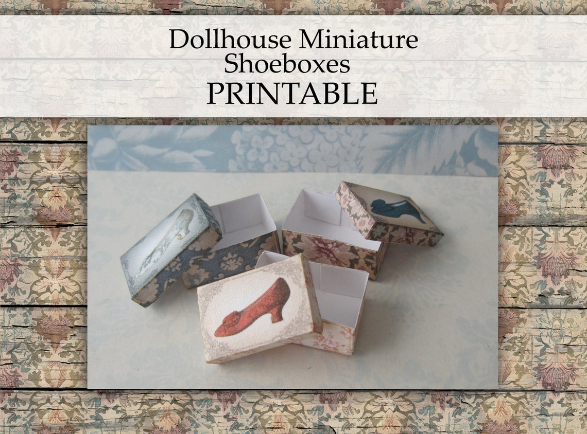 Dollhouse Miniature Shoeboxes PRINTABLE Shoebox Shoe Box 1:12 Digital ...