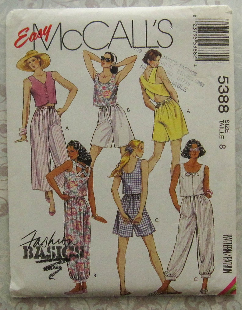 1990s Sewing Pattern UNCUT Mccalls 5388 Womens Size 8 Top - Etsy