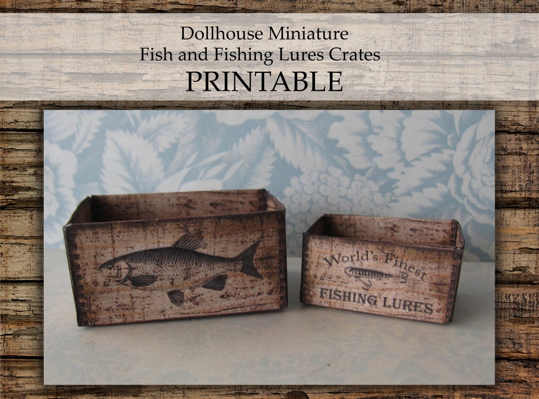 Dollhouse Miniature PRINTABLE Crates Fish Fishing Design Farmhouse ...