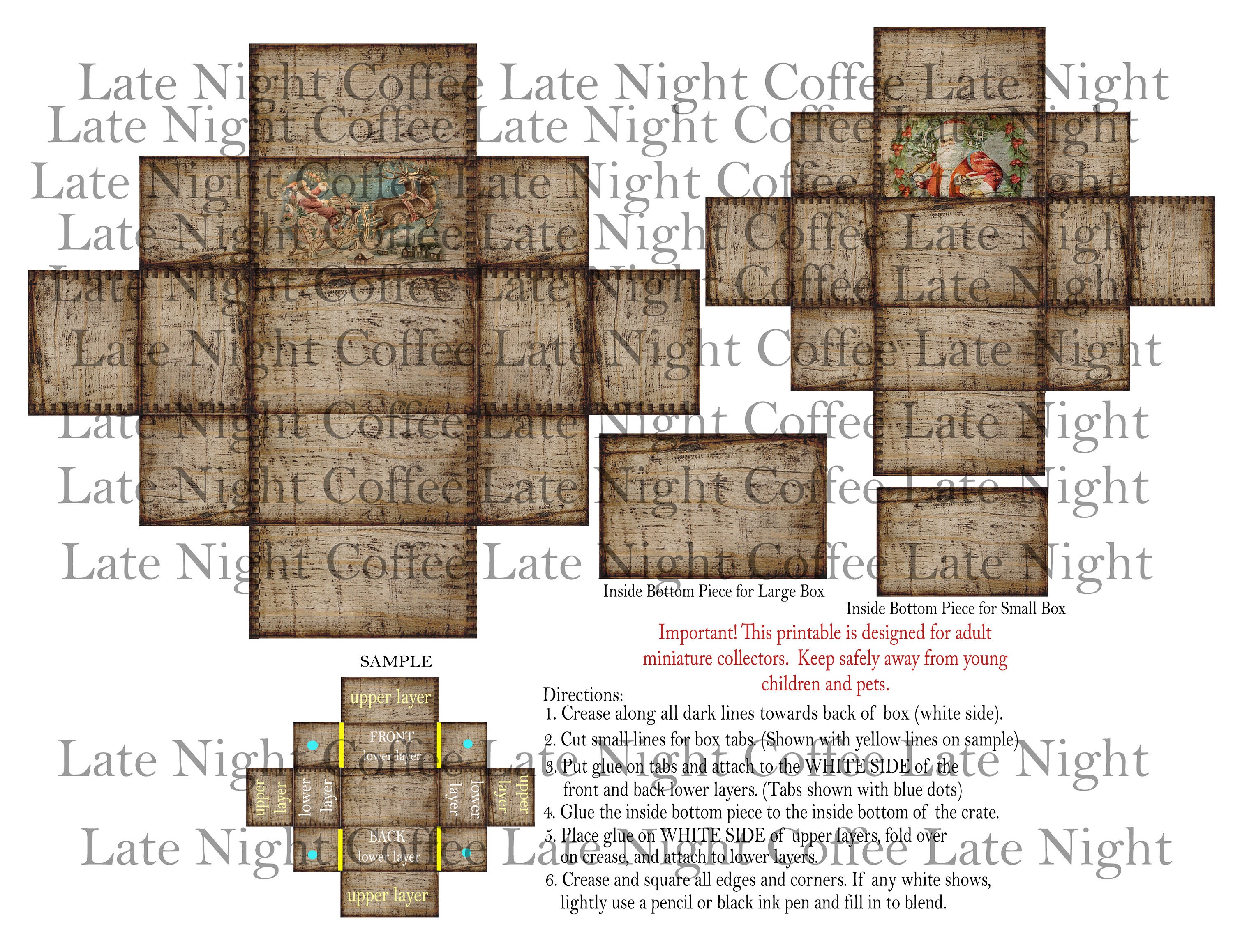 Dollhouse Miniature Crate PRINTABLE Christmas Farmhouse Cottage Roombox ...