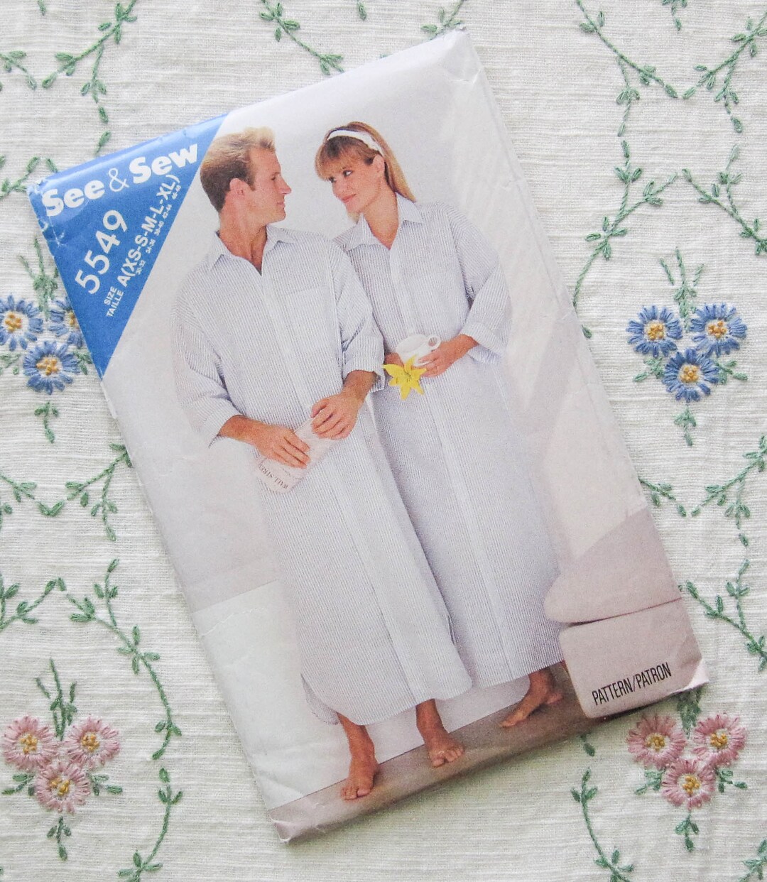 80s Vintage Nightshirt Sewing Pattern UNCUT See & Sew 5549 Mens Womens ...