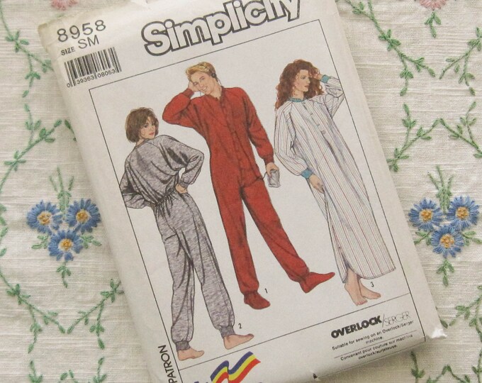 Vintage 80s Sewing Pattern Adult Size Small Simplicity 8958 Unisex One ...