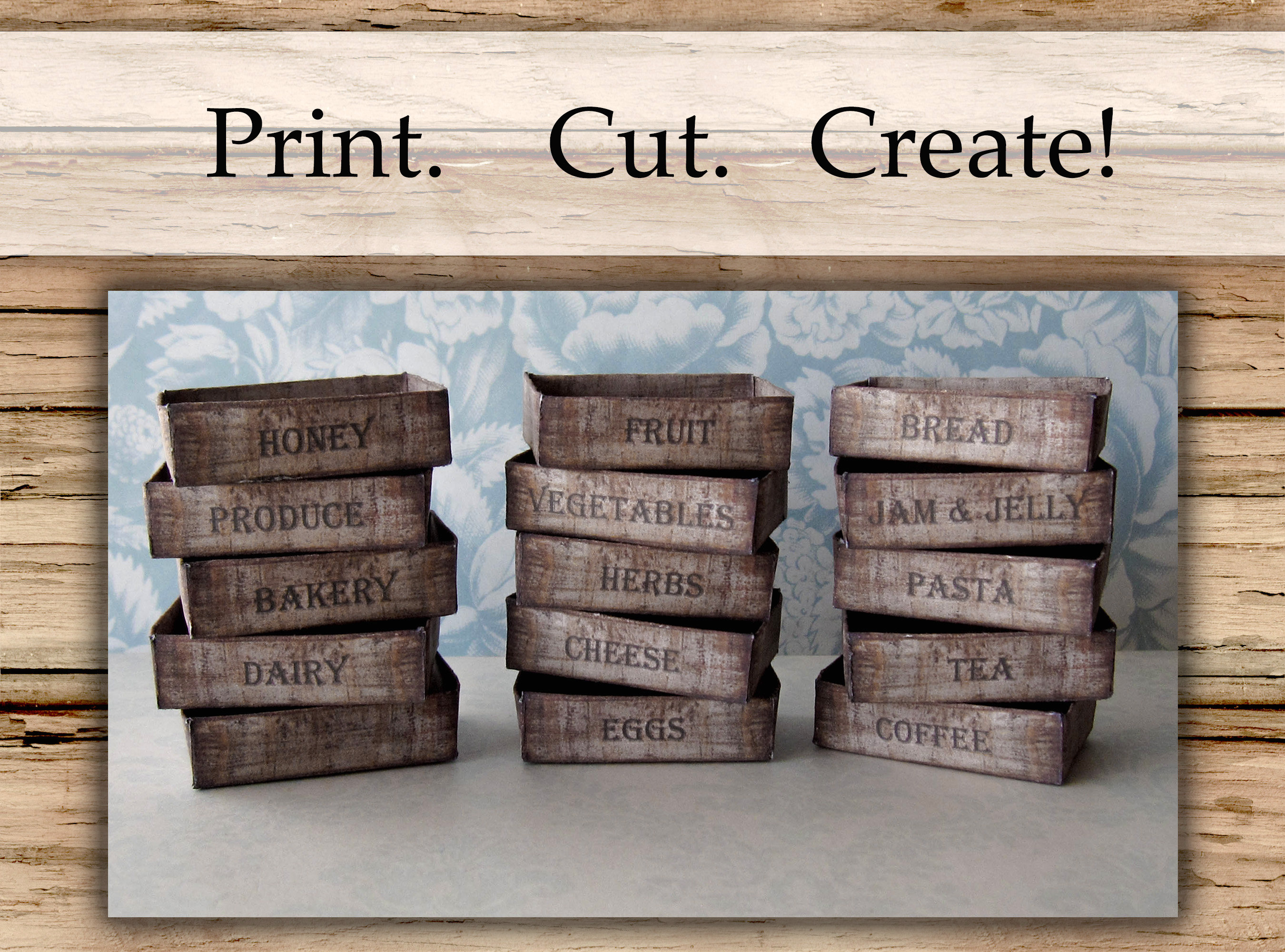 Dollhouse Miniature Crates PRINTABLE General Store Market Farmhouse ...