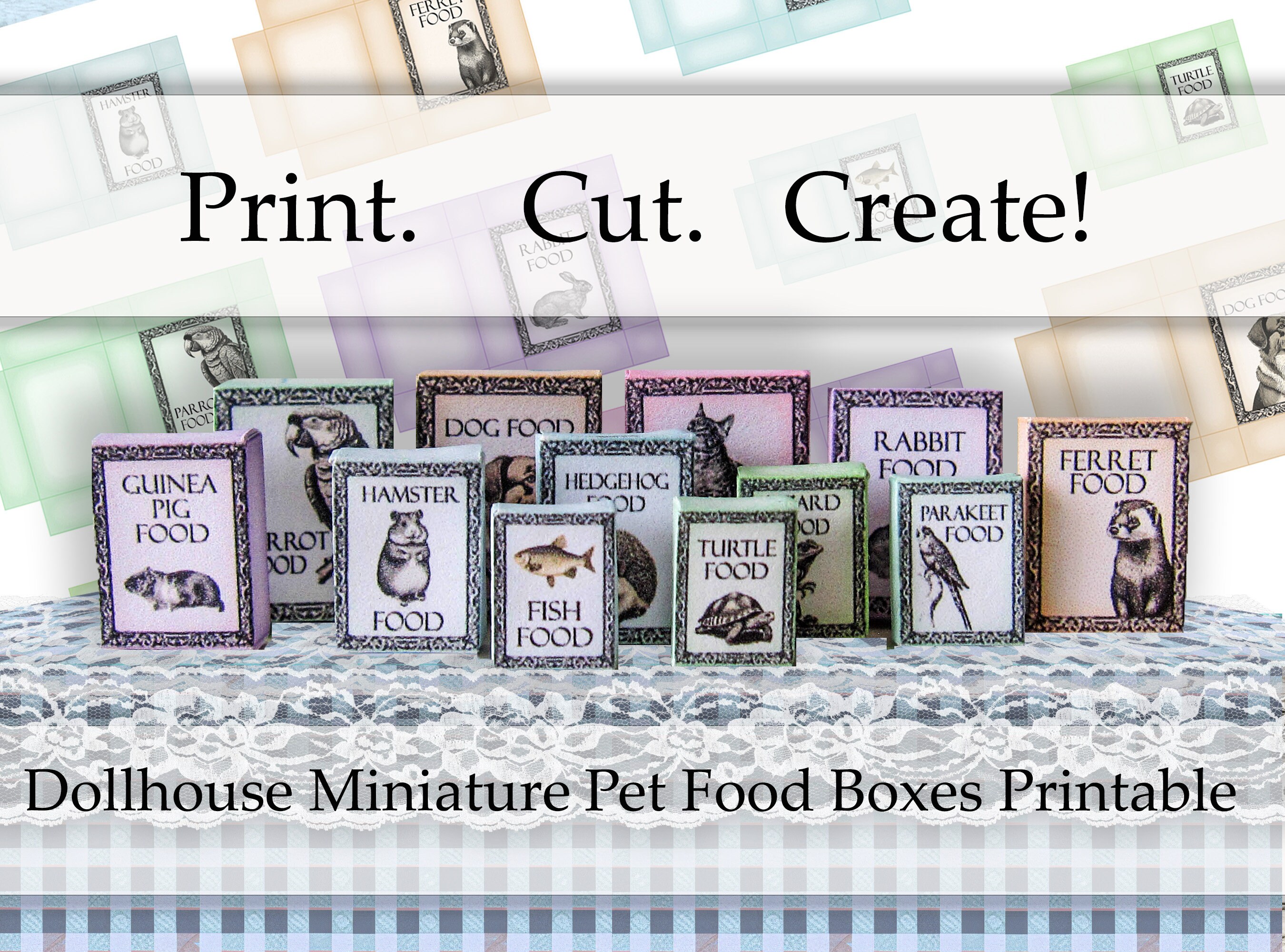 Dollhouse Miniature Pet Food Boxes PRINTABLE Mini Kitchen General Store ...