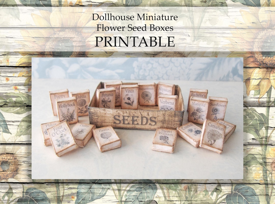 Dollhouse Miniature Flower Seed Boxes PRINTABLE Garden Shed Greenhouse ...