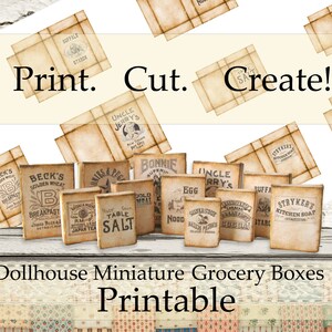 Dollhouse Miniature Grocery Boxes PRINTABLE Mini Kitchen General Store ...