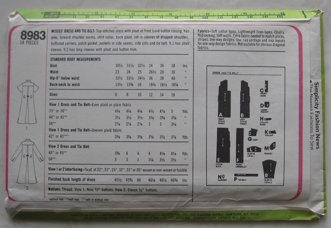 Vintage Dress Sewing Pattern UNCUT Simplicity 8983 Size 10 - Etsy