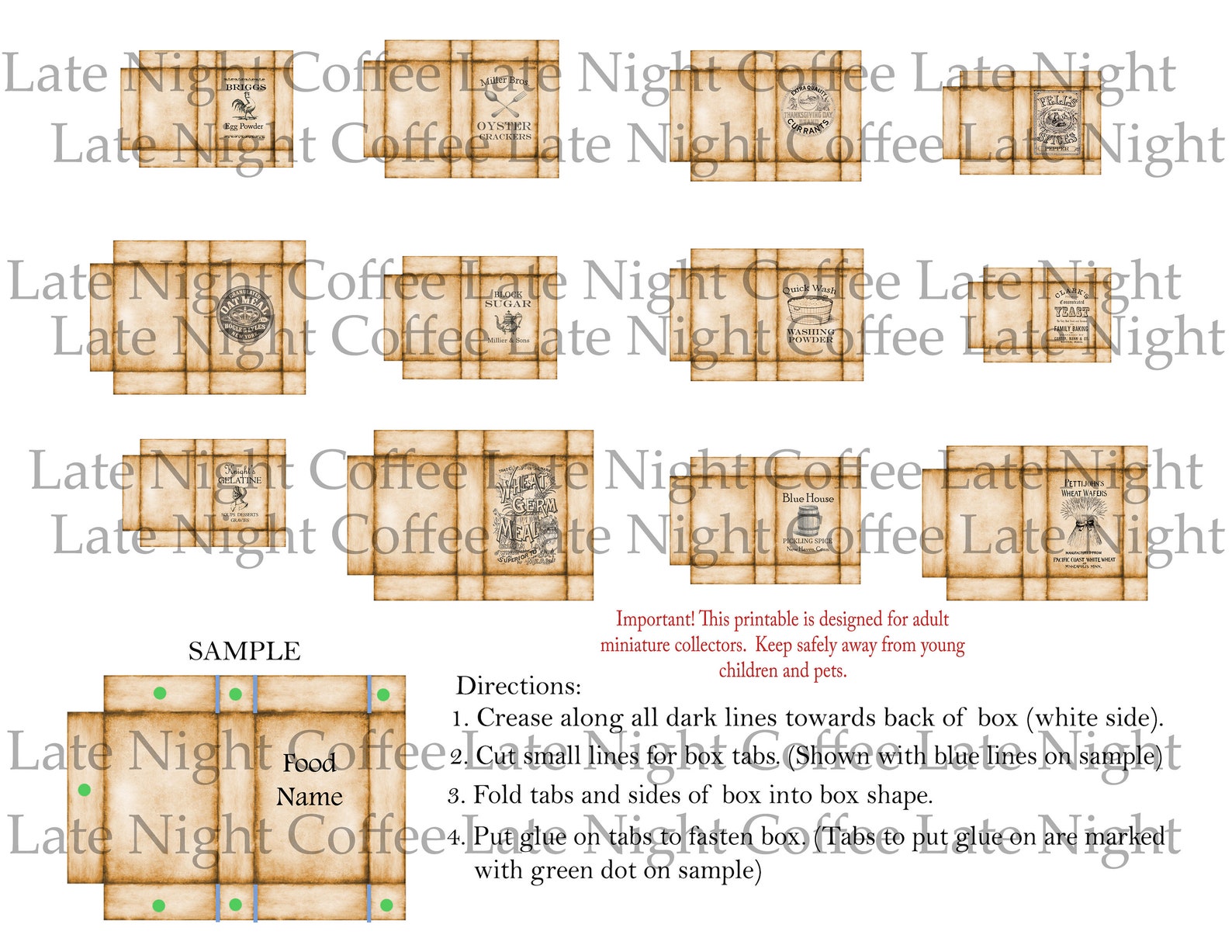 Dollhouse Miniature PRINTABLE Grocery Boxes Set #2 Mini Cottage Rustic ...