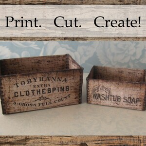 Dollhouse Miniature Crates PRINTABLE Clothespins Washtub Soap Rustic ...