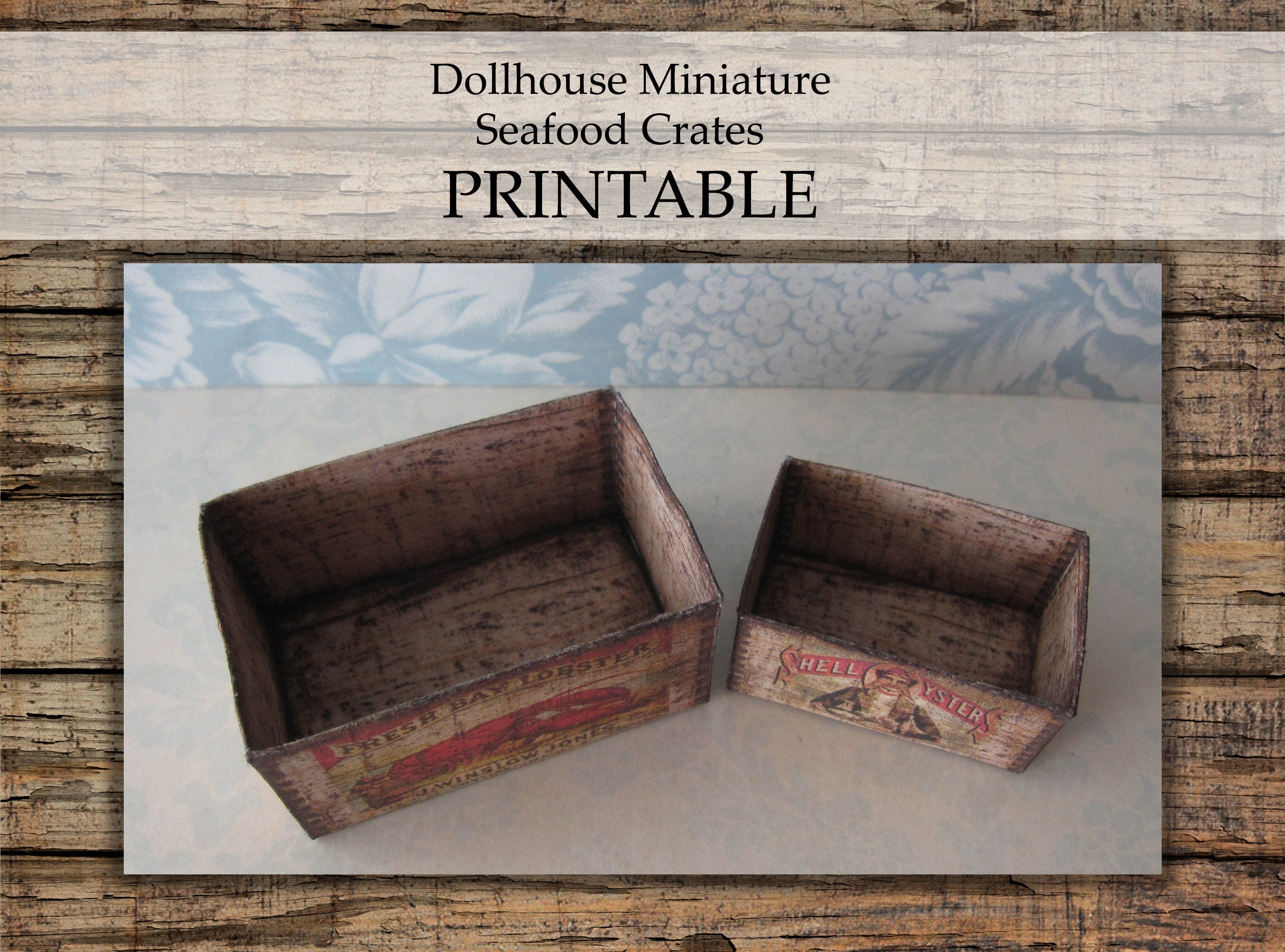 Dollhouse Miniature Crates PRINTABLE Seafood Beach Cottage Cabin ...