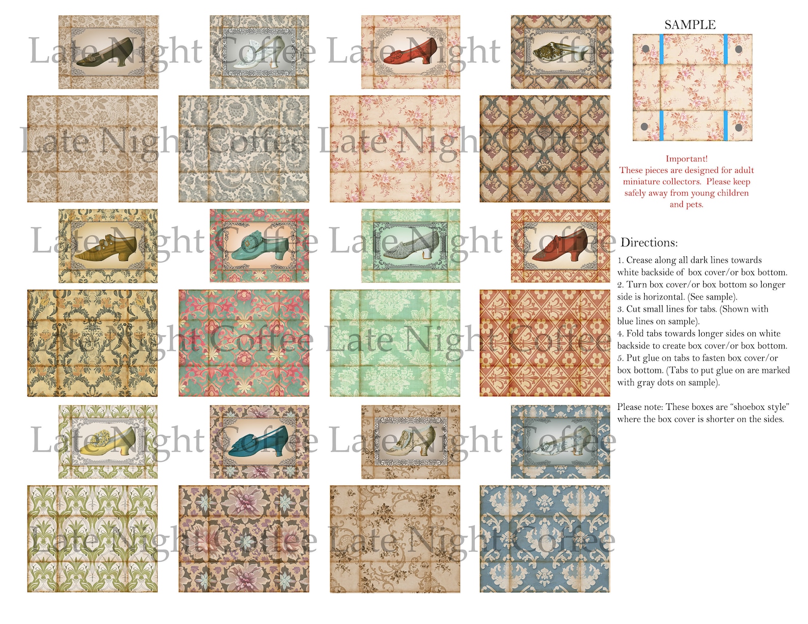 Dollhouse Miniature Shoeboxes PRINTABLE Shoebox Shoe Box 1:12 Digital ...