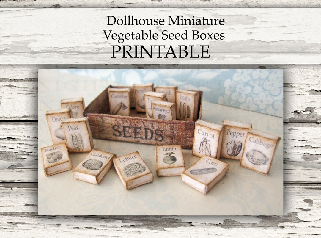Dollhouse Miniature Vegetable Seed Boxes PRINTABLE Garden Shed ...