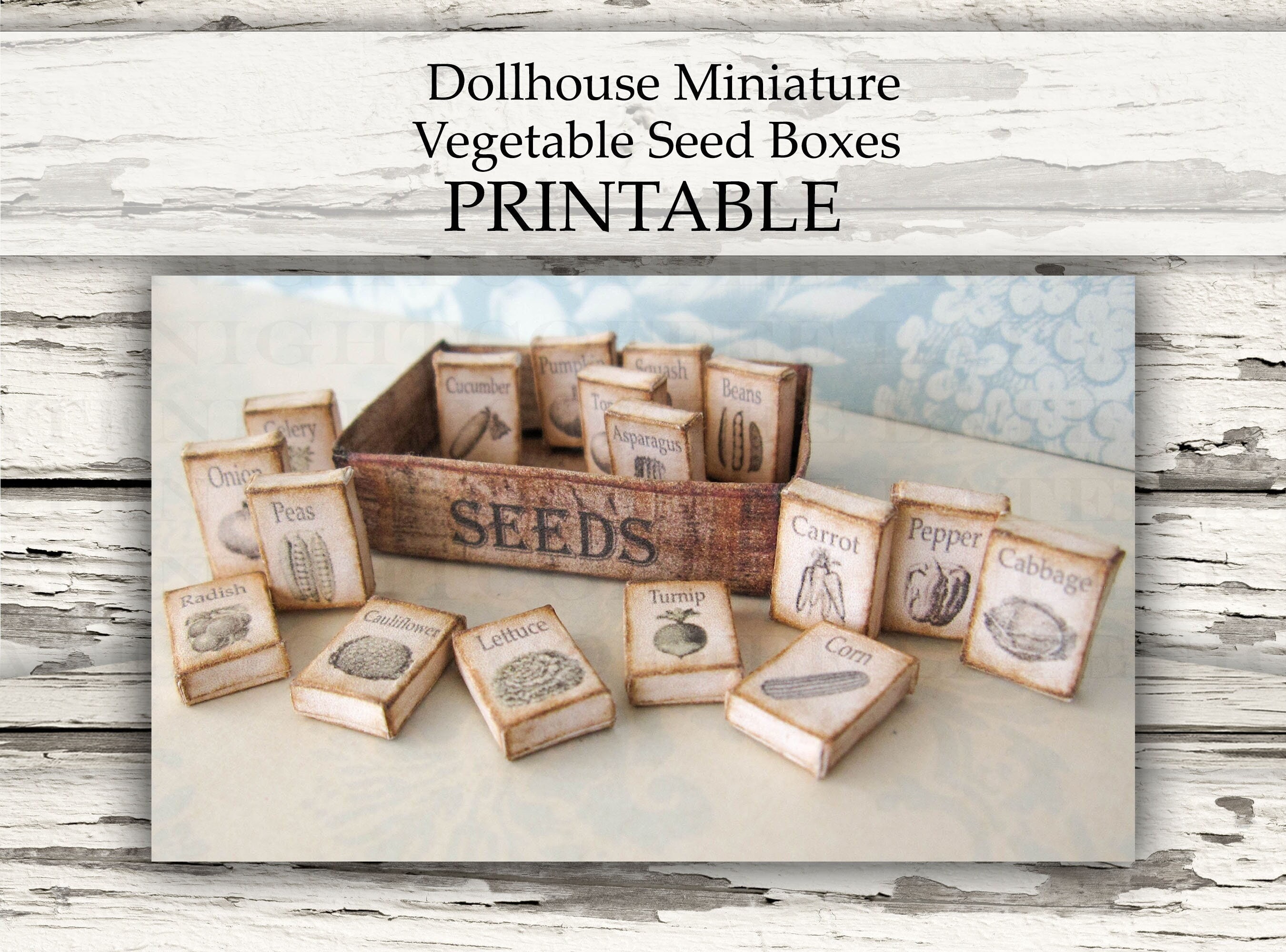 Dollhouse Miniature Vegetable Seed Boxes PRINTABLE Garden Shed ...