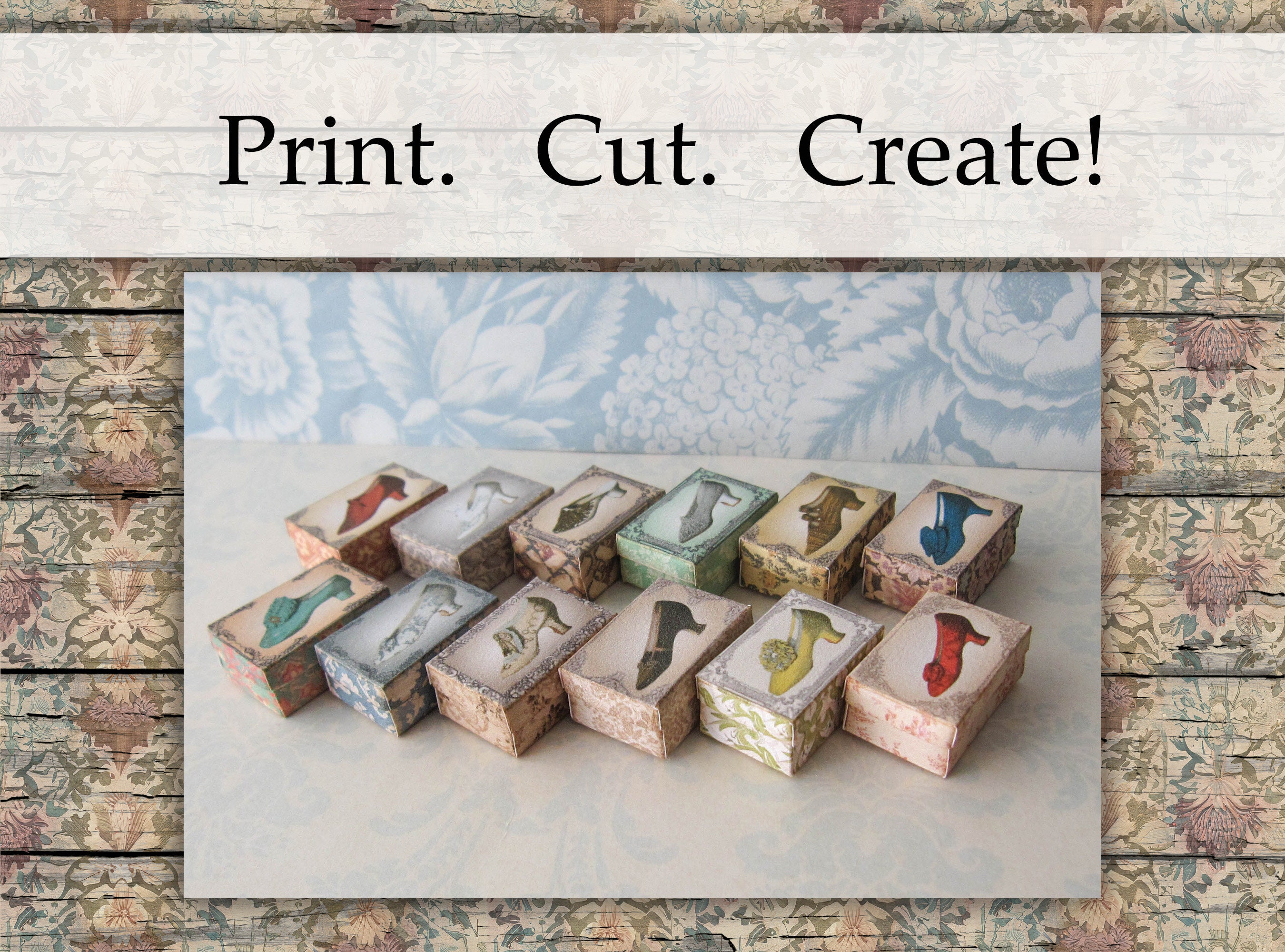 Dollhouse Miniature Shoeboxes PRINTABLE Shoebox Shoe Box 1:12 Digital ...