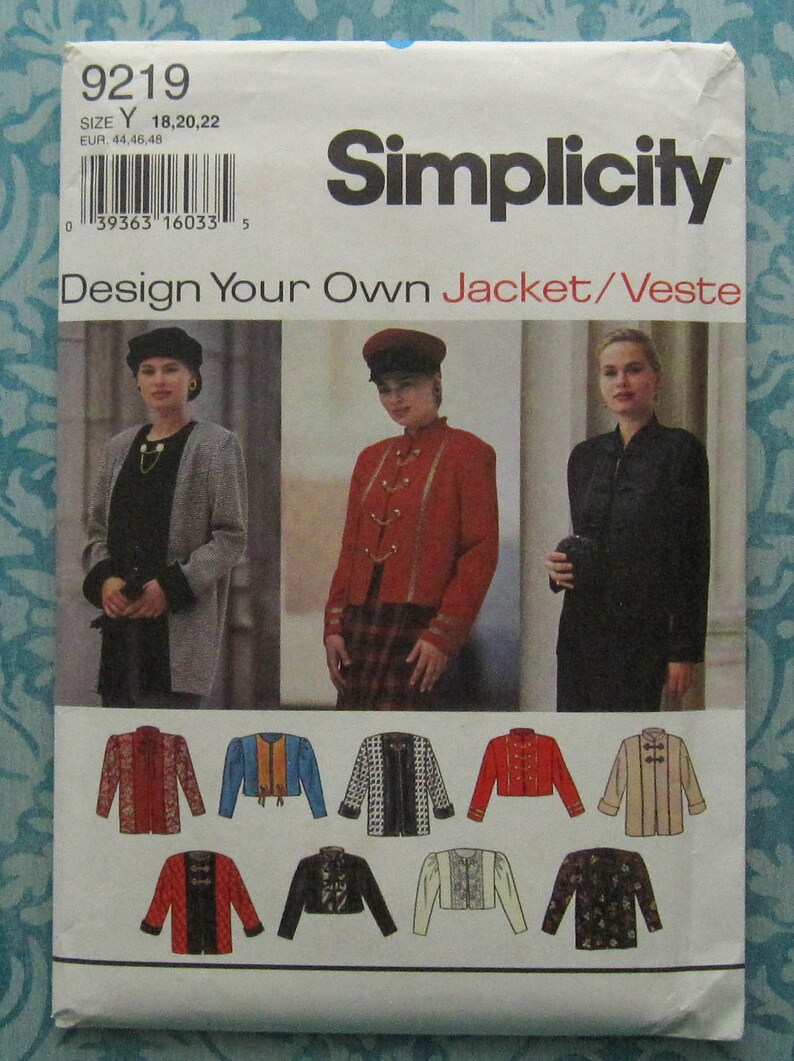 90s Vintage Sewing Pattern UNCUT Simplicity 9219 Womens Size 18 20 22 ...