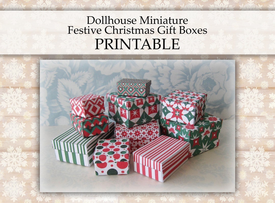 Dollhouse Miniature Gift Boxes PRINTABLE Festive Christmas Holiday ...