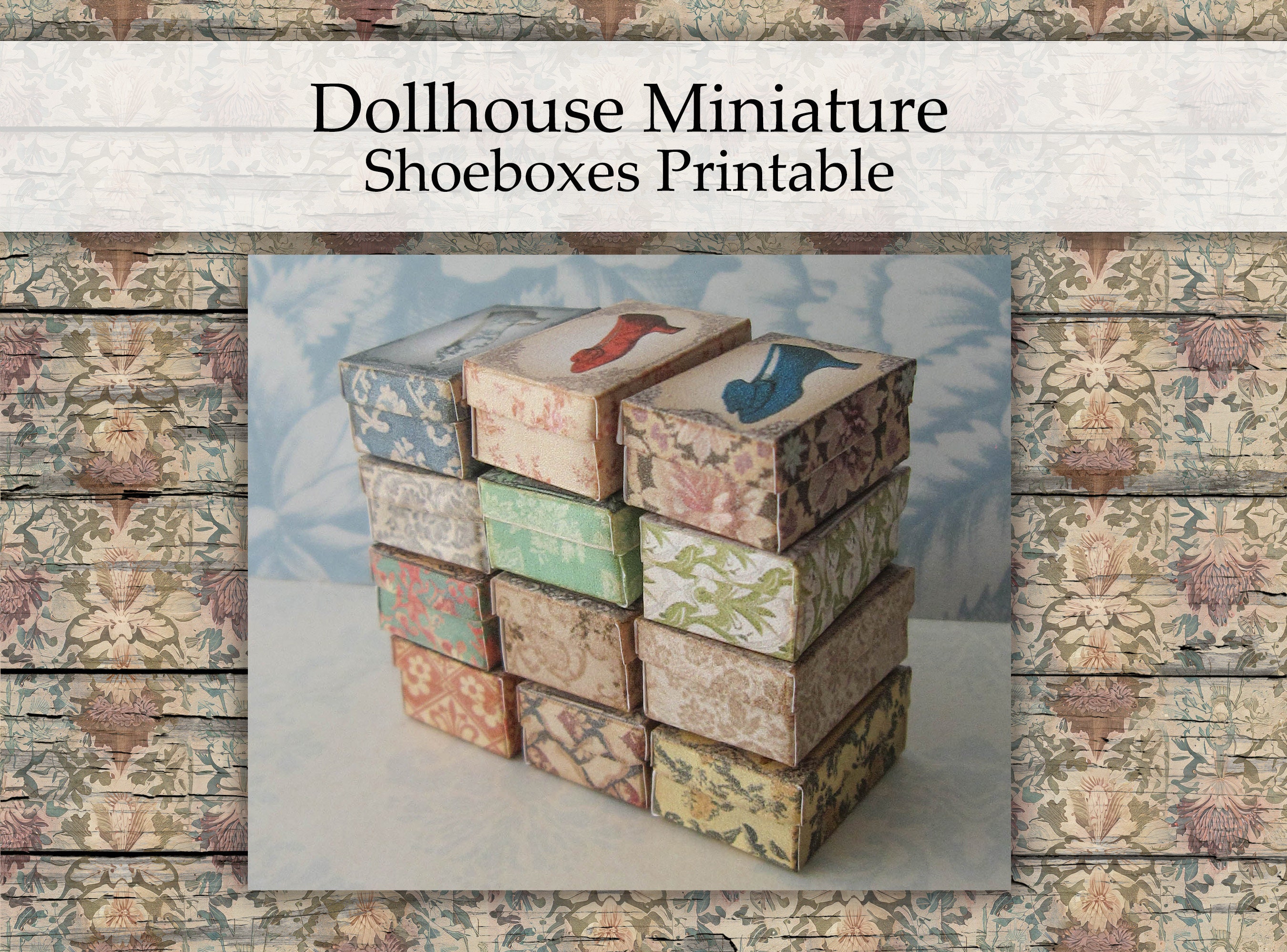 Dollhouse Miniature Shoeboxes PRINTABLE Shoebox Shoe Box 1:12 Digital ...