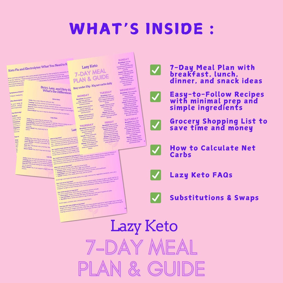 Lazy Keto 7-day Meal Plan & Guide - Etsy