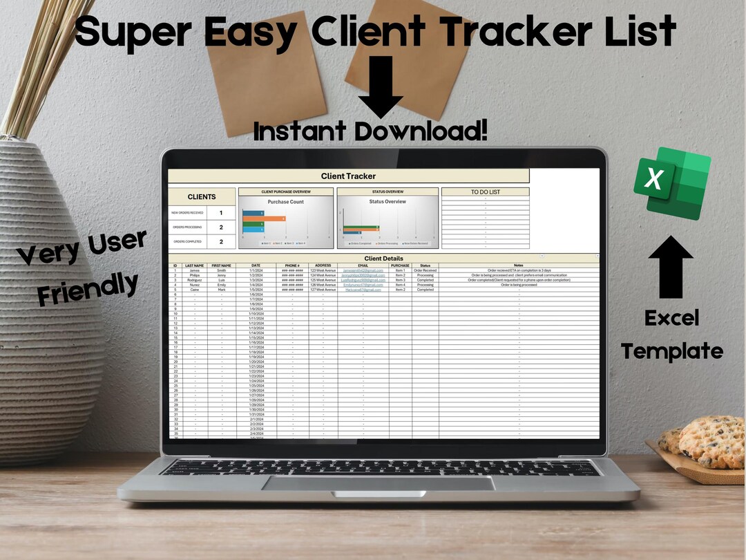 Excel Template, Excel Client Tracker Template, Client Tracker Template ...