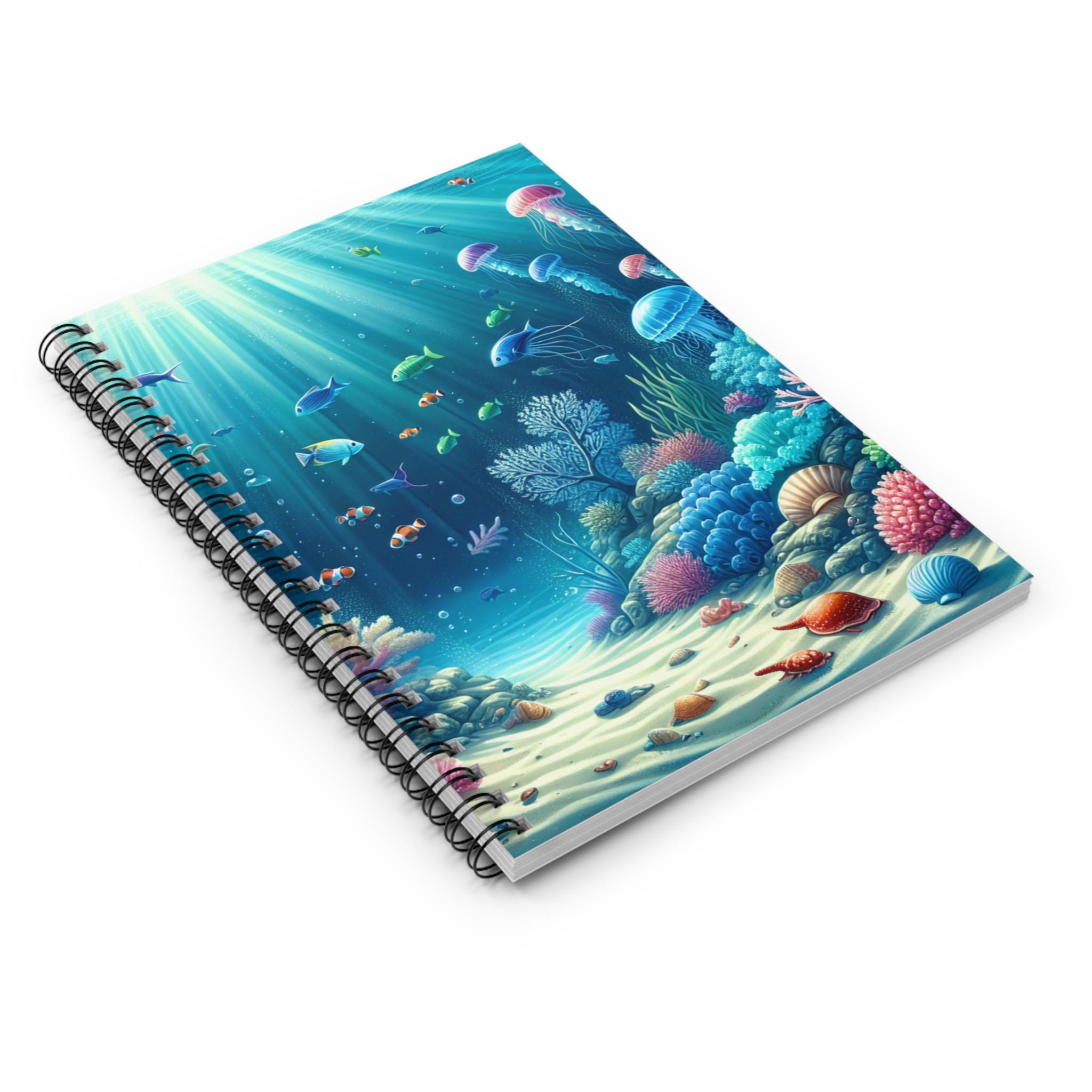 Underwater Jellyfish Spiral Notebook - 118 Pages, Journal, Writing ...