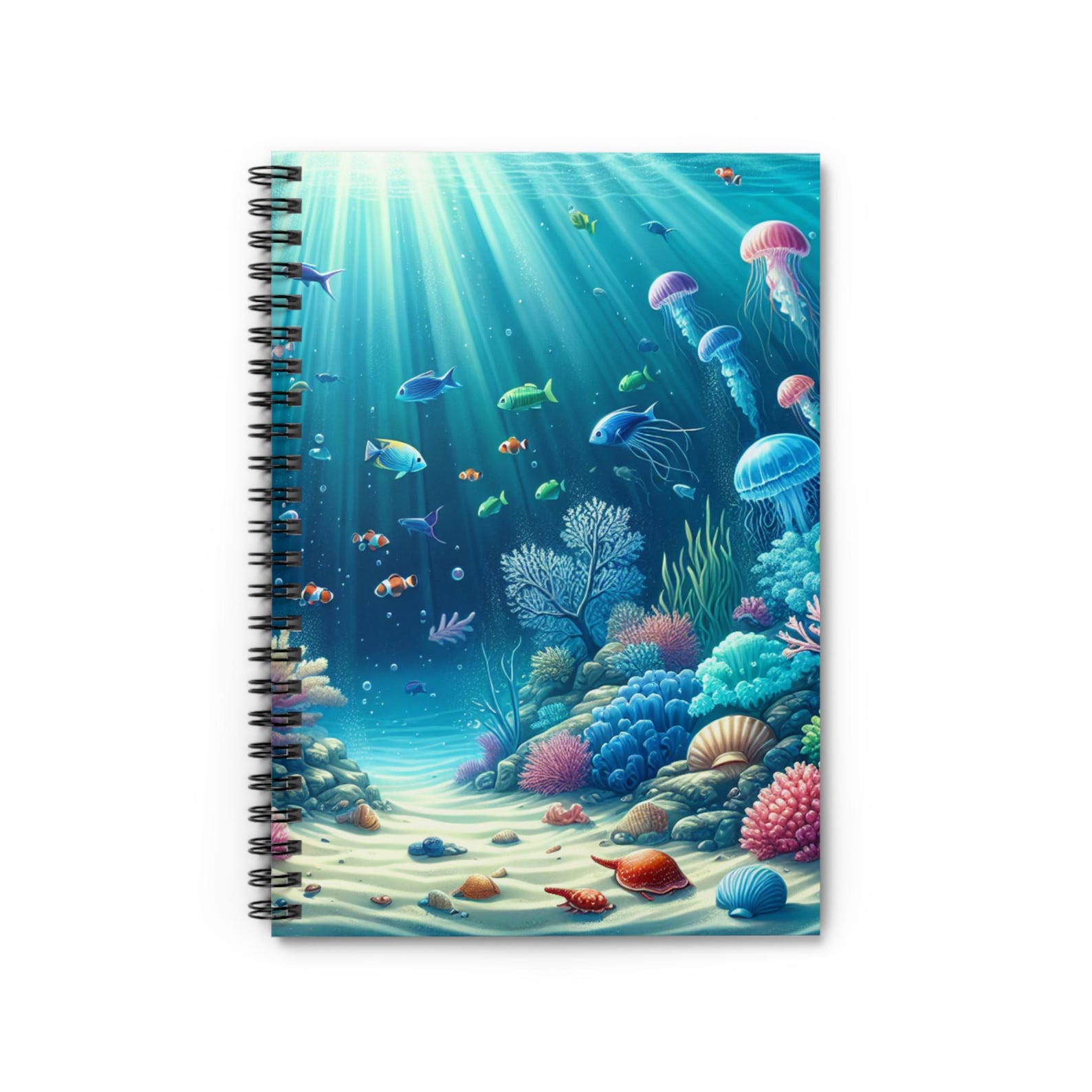 Underwater Jellyfish Spiral Notebook - 118 Pages, Journal, Writing ...