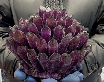 Purple Titanium Quartz Crystal Cluster Specimen: Home Decor, Energy ...