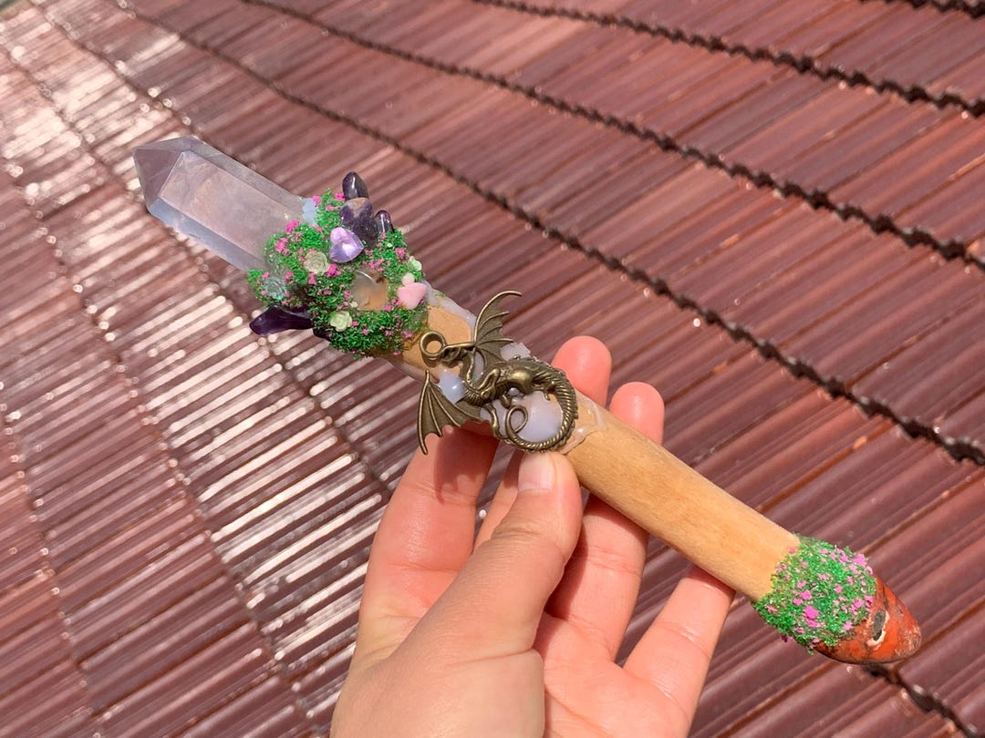 Quartz Crystal Obelisk Wand: Hand-knitted Deer Skull Magic Stick - Etsy