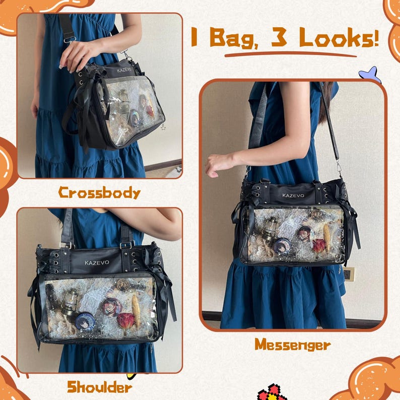 Large Ita Bag: Clear Window Pin Display, Crossbody Style - Etsy