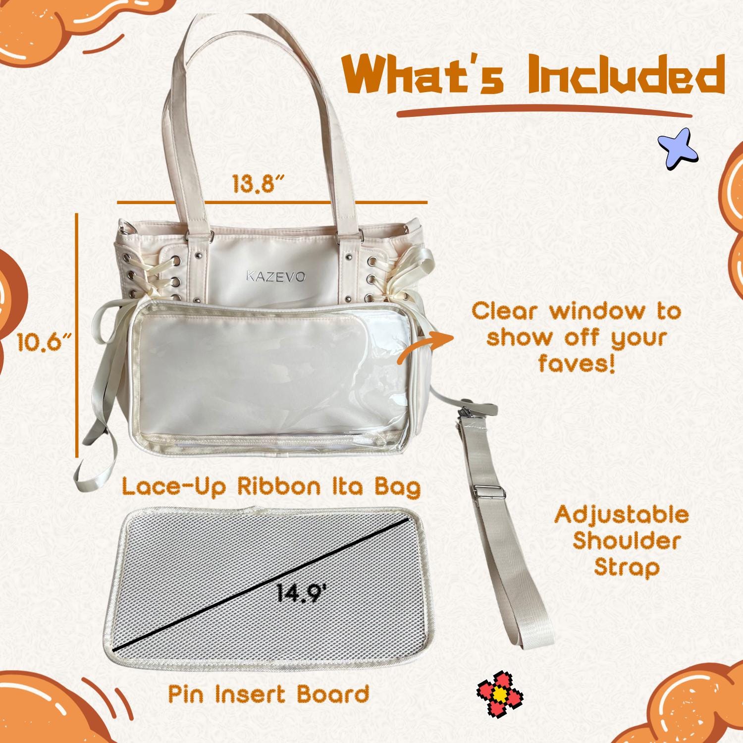 Large Ita Bag: Clear Window Pin Display, Crossbody Style - Etsy
