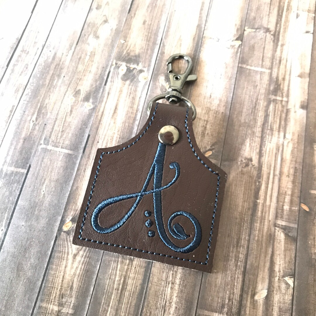 Monogrammed Cattle Ear Tag - Keychain - Keyfob - Bagtag - Etsy