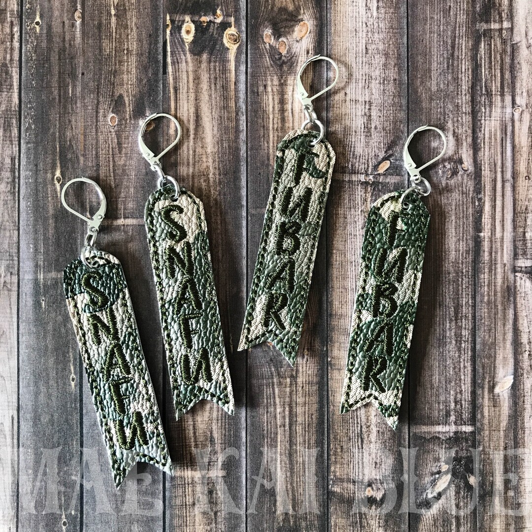 SNAFU FUBAR Earrings Pierced Clip Ons Vinyl Fabric and Coated Brass ...