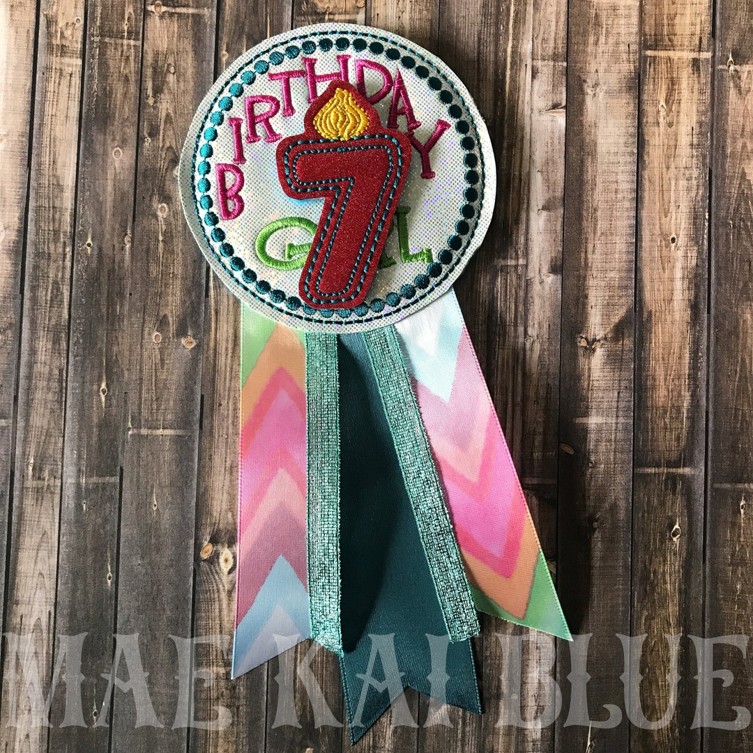 Birthday Badge - Happy Birthday Rosette With Ribbons + Interchangeable ...