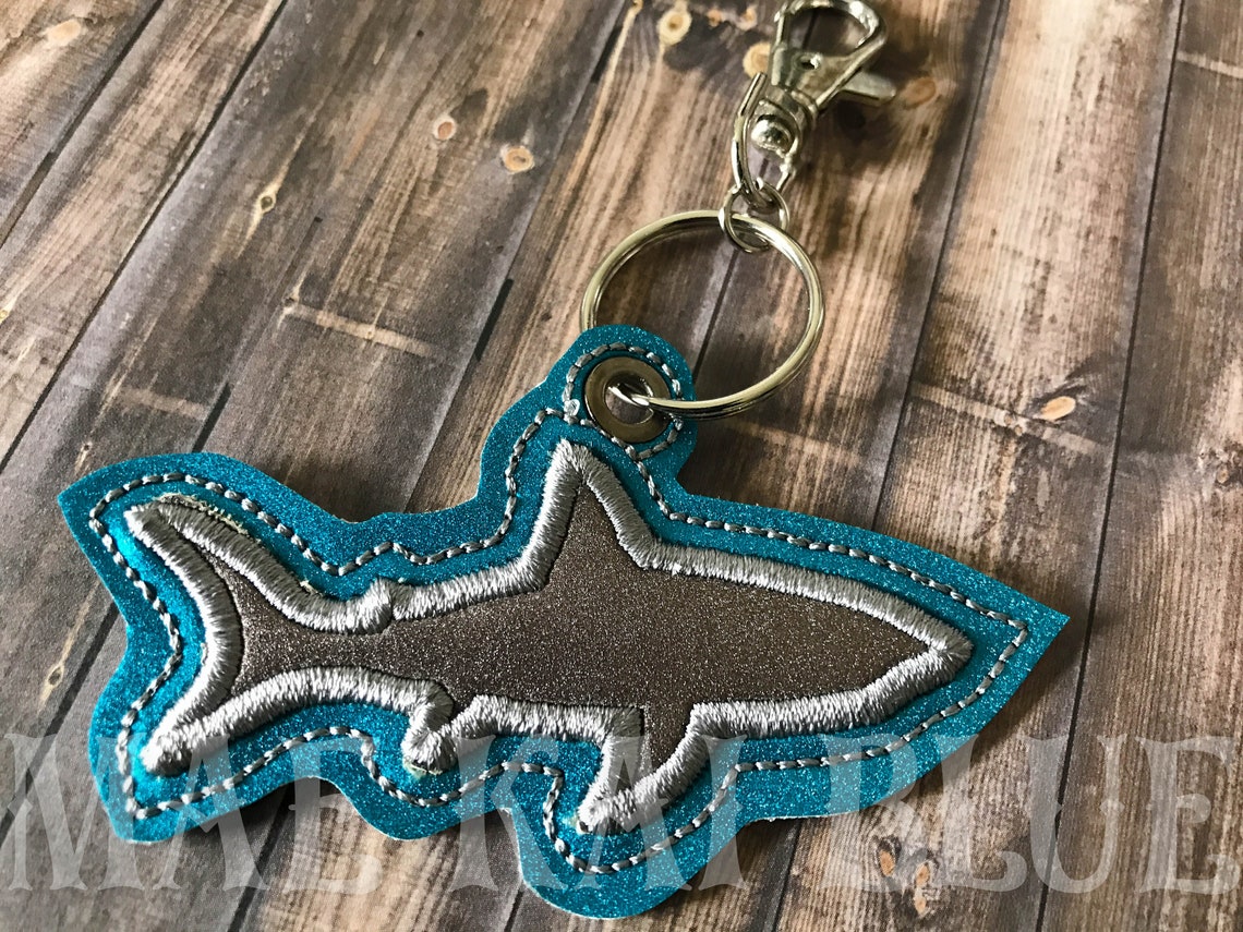 Shark Applique Keychain Keyfob Bagtag - Etsy