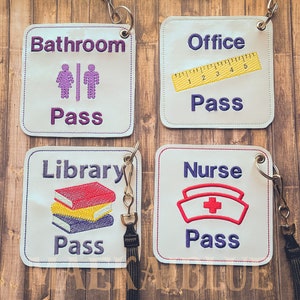 Hall Pass Set | Reusable | Back to School | Vinyl | Office - Bathroom ...