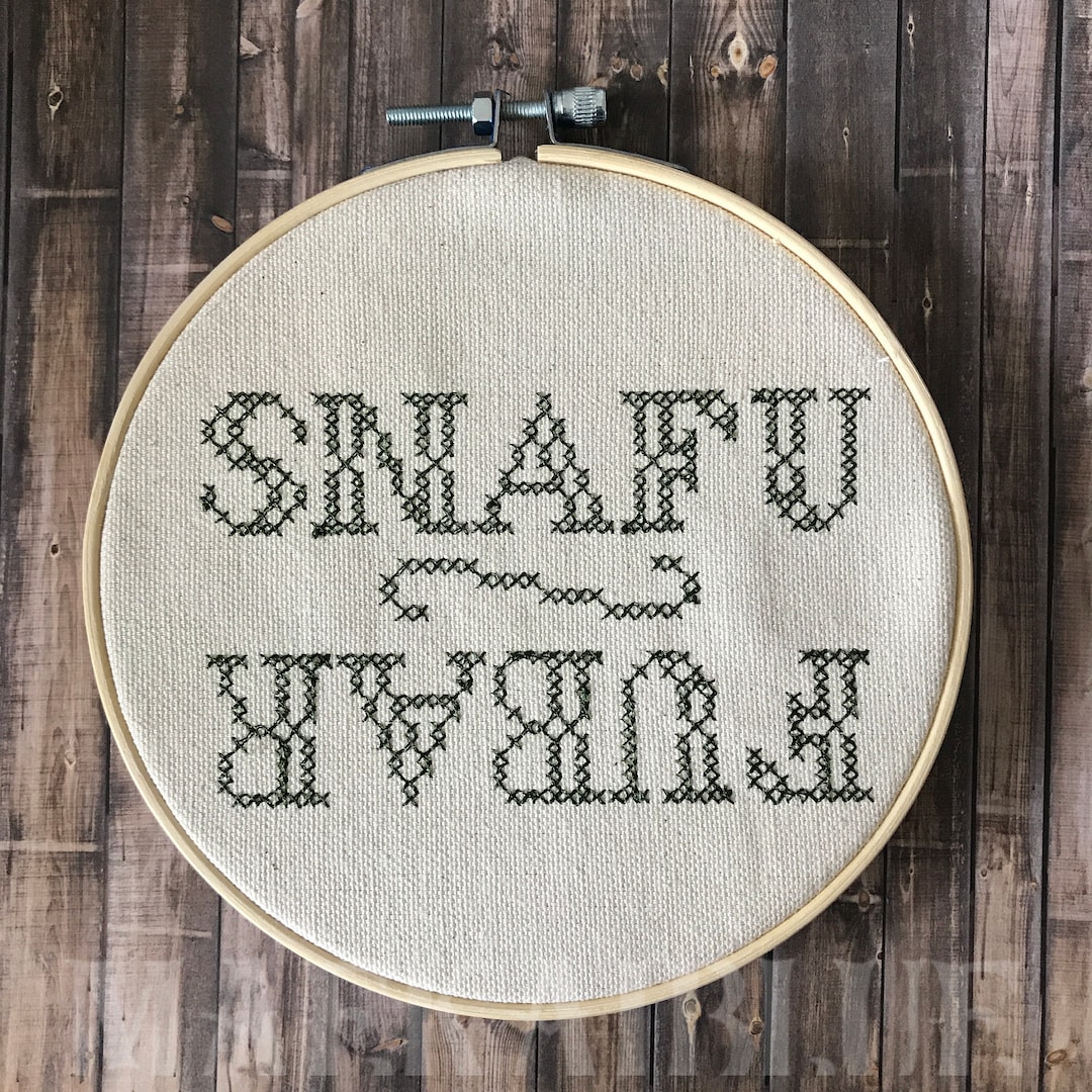 SNAFU FUBAR Subversive Cross Stitch Wall Hanging Funny Cross Stitch ...