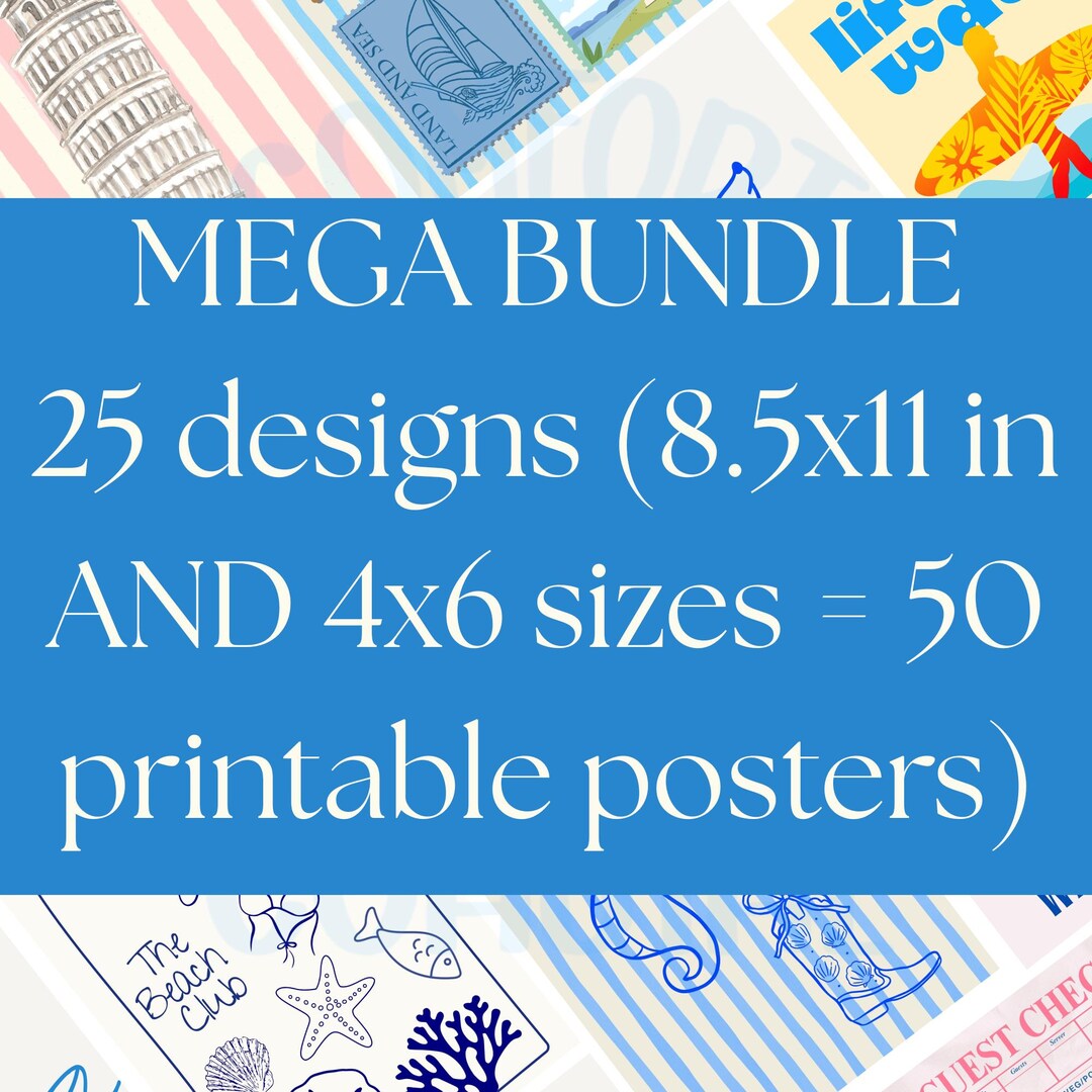 MEGA BUNDLE: 25 Coastal and Italian-themed Printable Posters – 2 Sizes ...