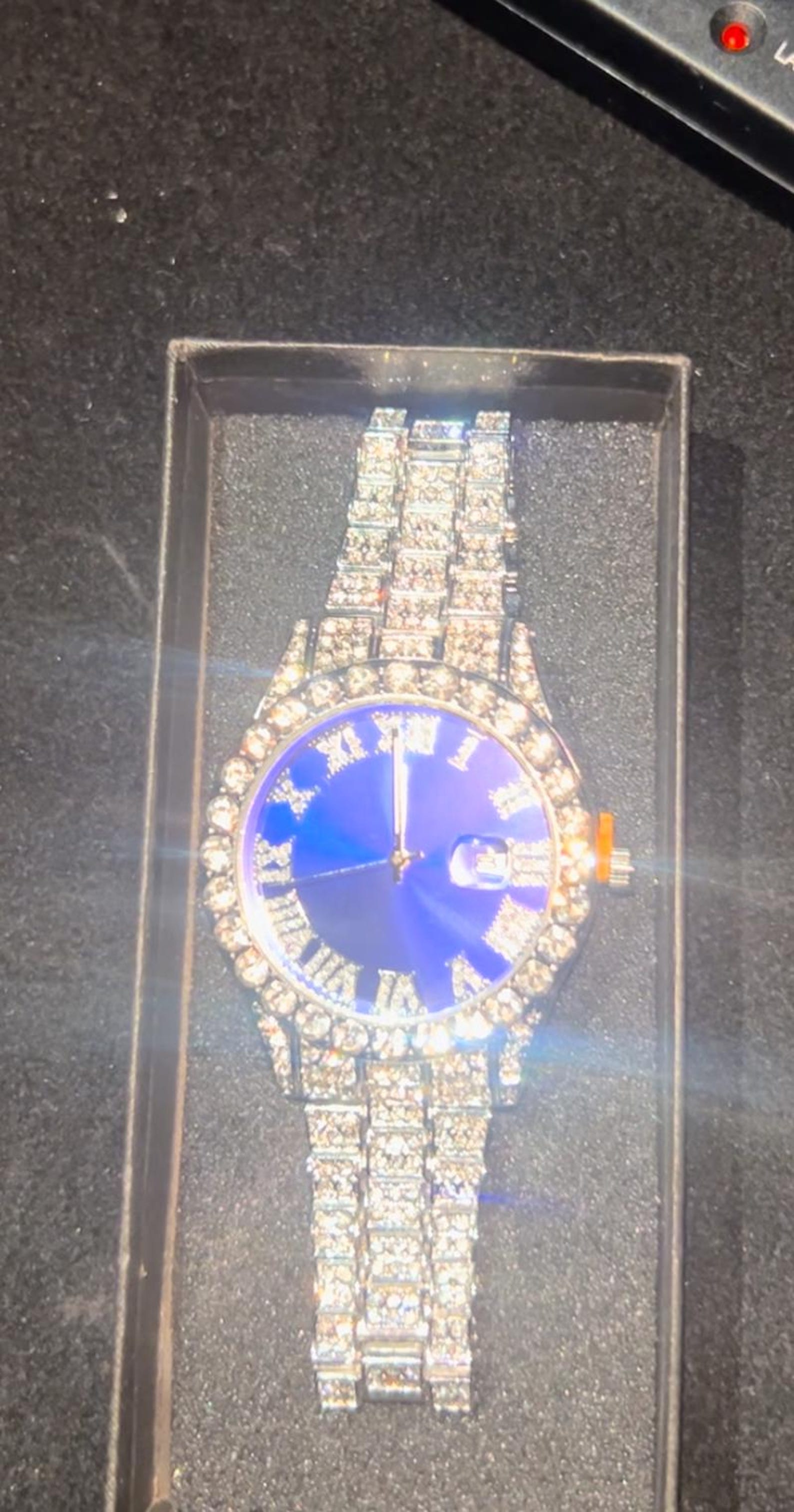 Iced Out Watch With a Blue Face - Etsy
