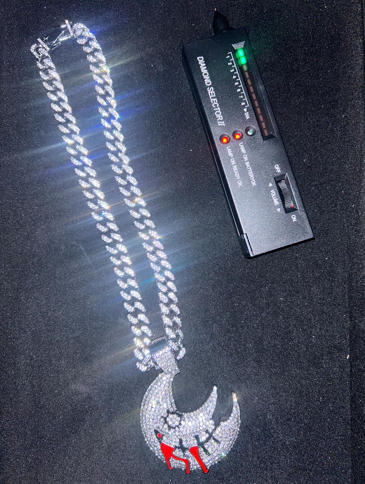 Diamond Cuban Chain With Diamond Moon Pendant - Etsy