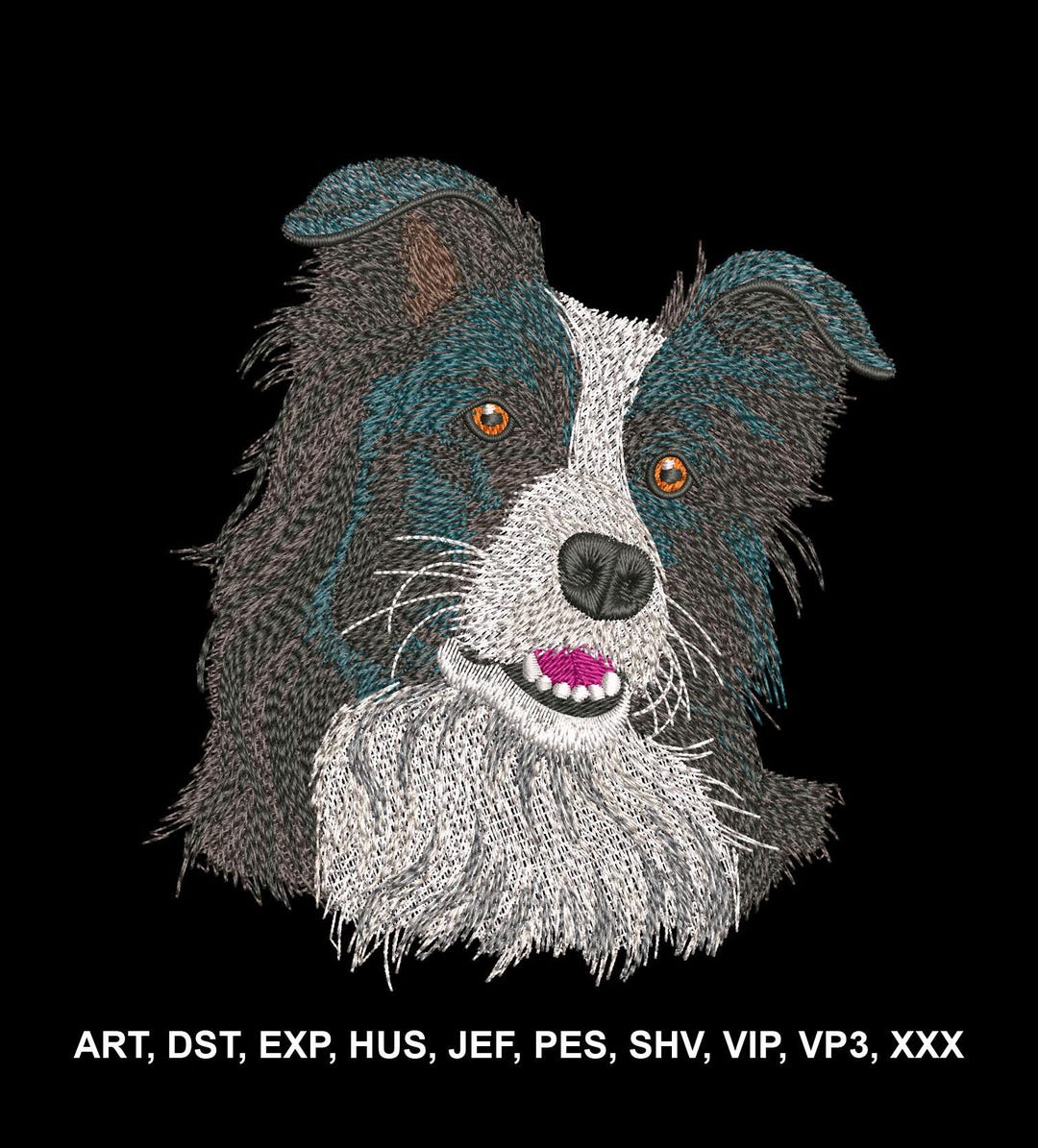 Border Collie Embroidery Design 3 Sizes Included small, Medium, Large ...