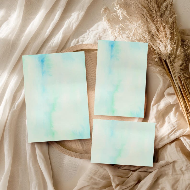 5 Soft Green Blue Manual Painted Watercolor Background | Perfect Print ...